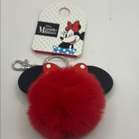 Disney | Accessories | Disney Minnie Mouse Red Fluffy Keychain | Poshmark